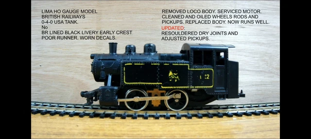 LIMA HO GAUGE Model Of BR 0-4-0T USA Tank Locomotive BR Black Livery. £ ...