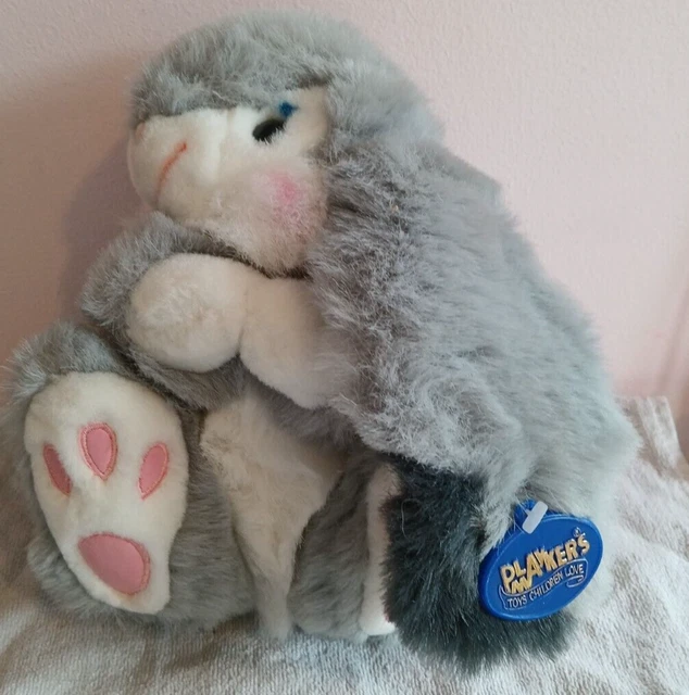VINTAGE PLAYMAKERS GREY Bunny Rabbit Patchfoot Soft Toy Plush Easter £9 ...