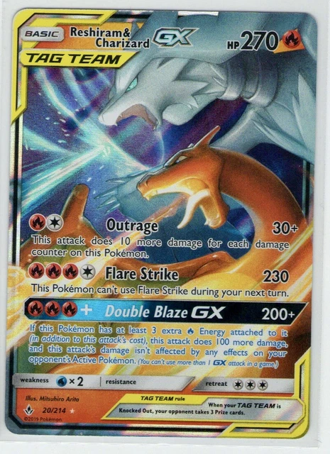 POKÉMON TCG RESHIRAM & Charizard Tag Team GX Unbroken Bonds 20/214 Holo ...