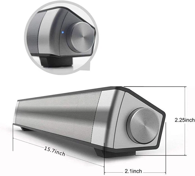 WIRED & WIRELESS Computer Sound Bar Stereo USB Powered Mini Soundbar ...