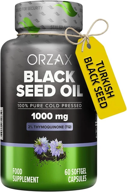 BLACK SEED OIL Capsules 1000Mg - High Strength 20Mg Thymoquinone - 60 ...