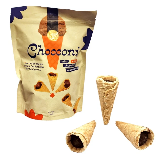 CHOCCONI MINI MILK Chocolate Wafer Cones Bite-sized Snack Filled ...