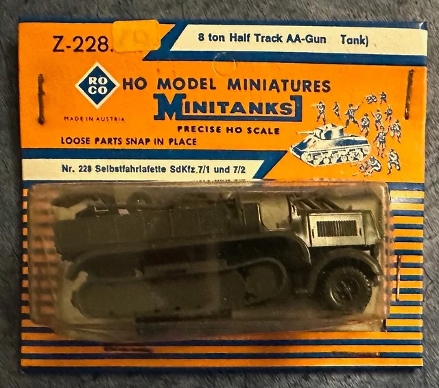 ROCO HO MODEL Miniatures Minitanks : 8 Ton Half Track Aa Gun Z-228 £10. ...