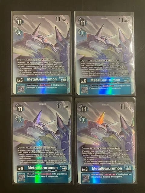 DIGIMON TCG 4X METALGARURUMON BT17-027 Set PB19 PB-19 ENG ENGLISH READY ...