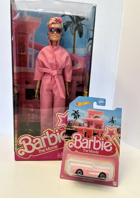 BARBIE THE MOVIE Margot Robbie in Pink Power Jumpsuit & Hot Wheels ...