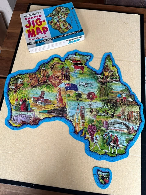 ORIGINAL VINTAGE 1960S Waddington’s Jig-Map Puzzle No. 565 “Australia ...