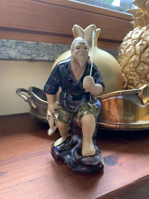 STATUA IN CERAMICA Pescatore Giapponese Originale con Arpione EUR 20,00 - PicClick IT