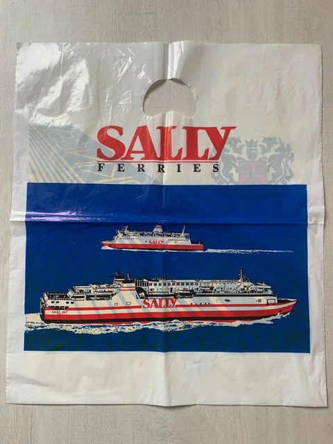 RARE ANCIEN GRAND sac plastique publicitaire SALLY FERRIES car ferry ...
