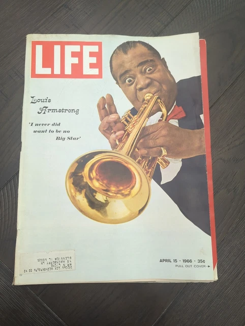 ORIGINAL VINTAGE LIFE Magazine April 15, 1966 Louis Armstrong Trumpet ...