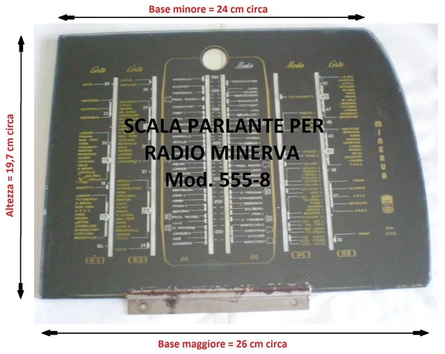 SCALA PARLANTE ORIGINALE Sintonia RADIO D'EPOCA MINERVA 555/8 Ricambio ...