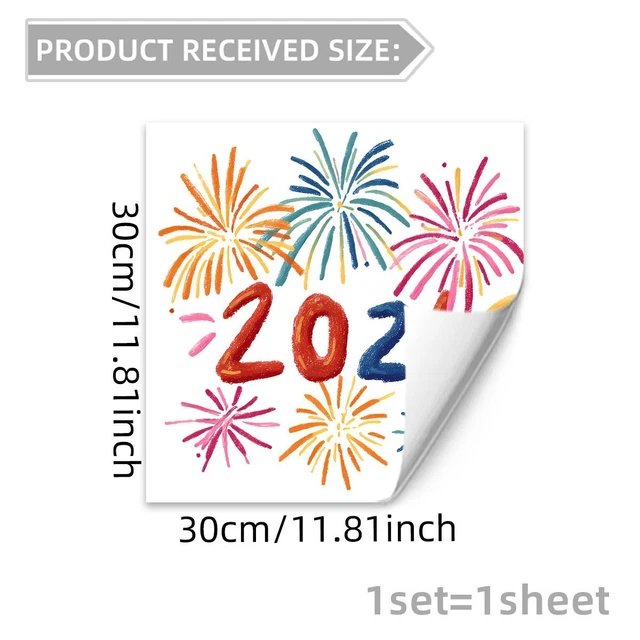 DOUBLE SIDED MODERN Window Sticker for 2026 New Year Home and Office ...