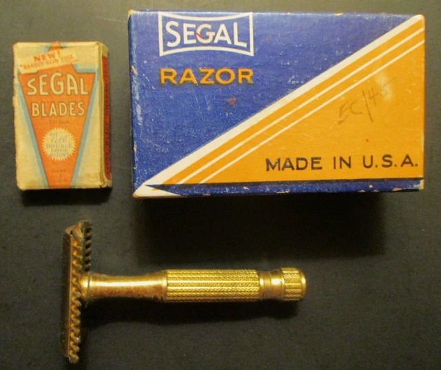 1930'S H.R. SEGAL GOLD-TONE, ONE-PIECE, TTO DOUBLE EDGE OPEN COMB RAZOR ...