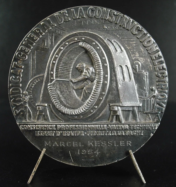 MÉDAILLE ALLÉGORIE DE l'électricité génératrice 1954 Marcel Kessler ...