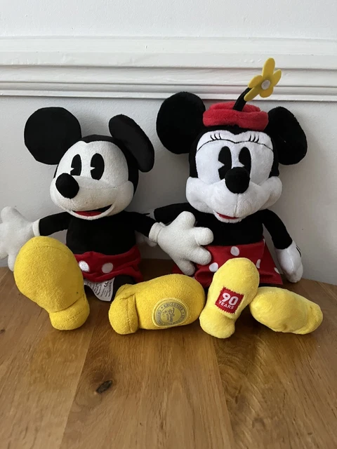 DISNEY STORE MICKEY & Minnie Mouse 90 Years (white Face) Soft Plush ...