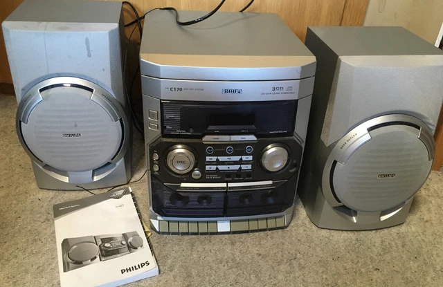 MINI HIFI SYSTEM Philips FW C170 CD-3-fach-Wechsler Doppelkassettendeck ...
