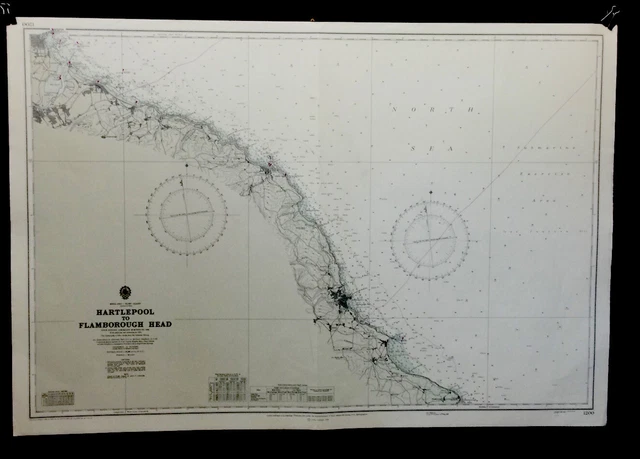 VINTAGE ADMIRALTY CHART. No.1200. HARTLEPOOL to FLAMBOROUGH HEAD. 1960 ...