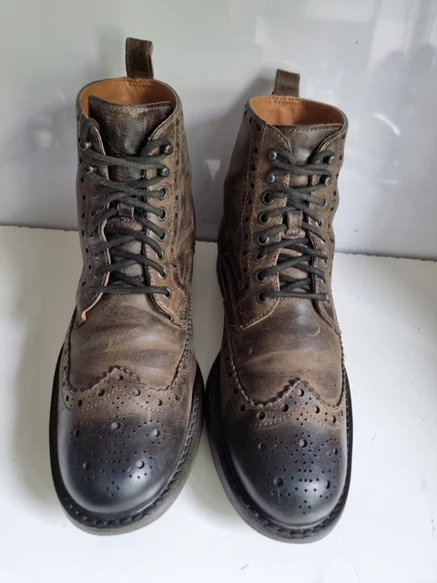 CLARKS UK 8 Eu 42 Mens Grey Leather Ankle Chelsea Chukka Brogue Boots £ ...