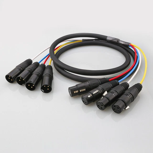 4 CHANNEL XLR Male to Female Snake Cable Stage Record Interconnect ...