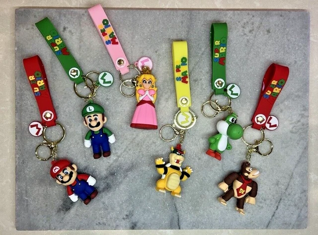 SUPER MARIO BROTHERS Keyring Princess Peach Bowser Donkey Kong fast ...