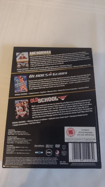 ANCHORMAN / BLADES of Glory / Old School DVD 3 Disc Box Set $8.53 ...