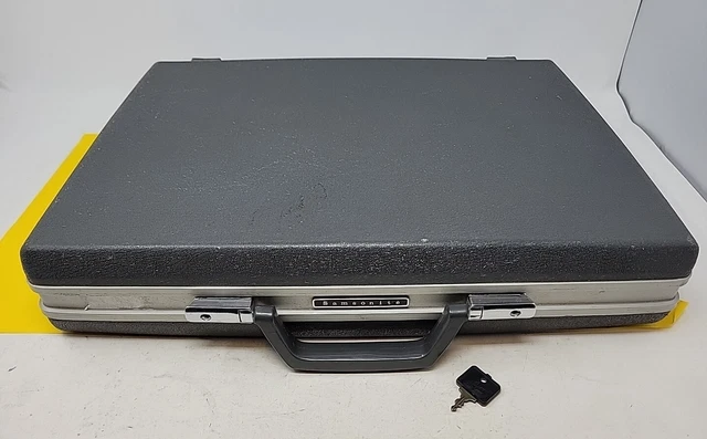 VINTAGE SAMSONITE 1960S Dark Grey Briefcase Office Hard Side with Key £ ...