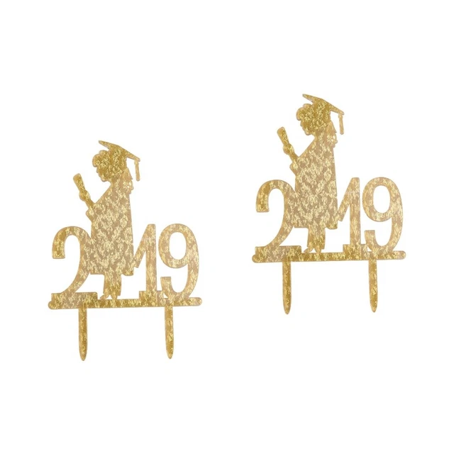 GRADUATION SEASON 4038 Graduation Cake Topper Girl Insert Card Gold ...