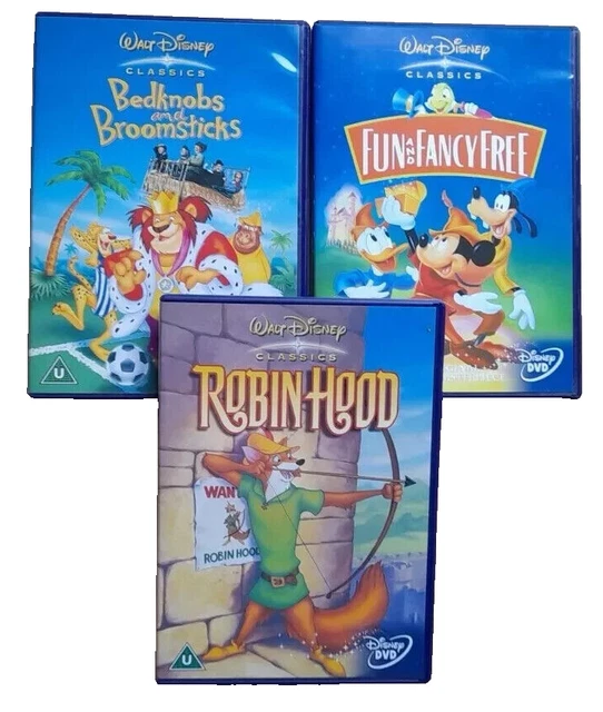 WALT DISNEY DVD Bundle - Fun & Fancy Free / Robin Hood / Bedknobs ...