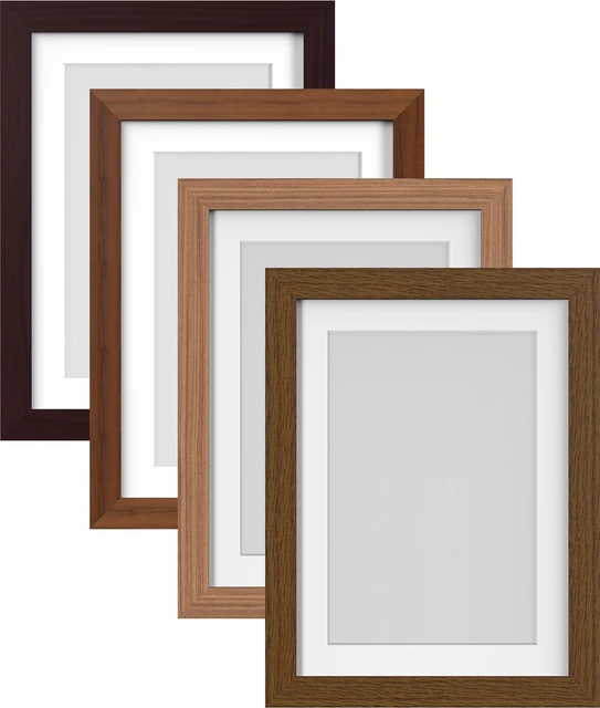 PHOTO FRAME WITH Bevel Cut White Mount Poster Frames Wood Effect Dark ...