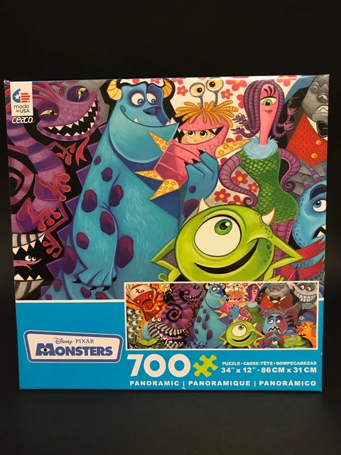 DISNEY PIXAR MONSTERS INC. 700 piece Panoramic Puzzle movie characters ...