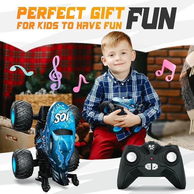 RC MONSTER TRUCK for Kids 3–8 – 360° Spin, LED Lights, Music & Wheelie ...