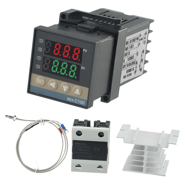ENSEMBLE CONTRÔLEUR DE température REX C100 avec thermocouple de type SSR 25DA EUR 33,22 ...