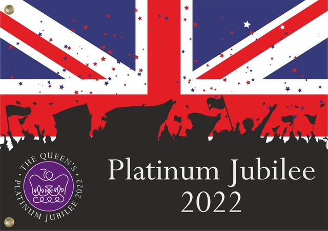 LARGE PLATINUM JUBILEE Union Jack Flag Queen 5x3FT UK GB Street Party ...