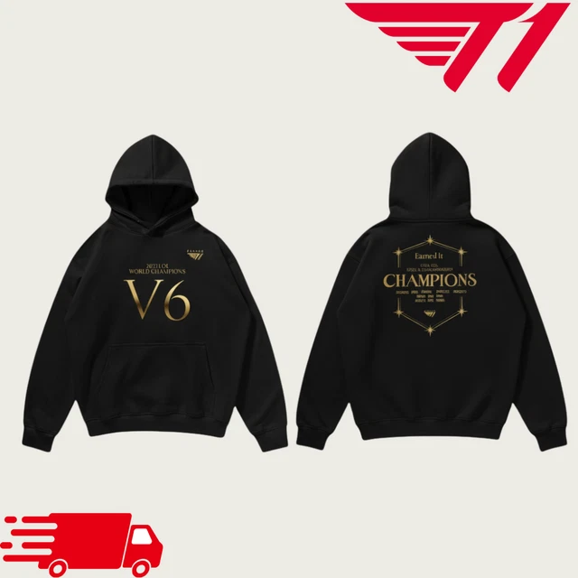 EXCLUSIVE NA!! SKT T1 LOL 2025 World Champions V6 Hoodie #FreeShipUS £ ...