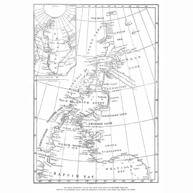 BRITISH ARCTIC EXPEDITION Map of the Smith Sound Route - Antique Print ...