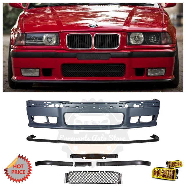 BMW E36 M3 Front Bumper Kit With Yellow Fog Lights For All E36 3 Series ...