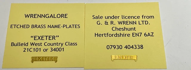 WRENN ETCHED BRASS model railway Name Plates EXETER - ready for ...