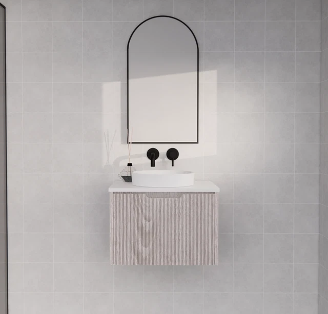 600-1500MM VIENNA WHITE Oak Fluted Wall Hung Vanity - Bathroom Cabinet ...