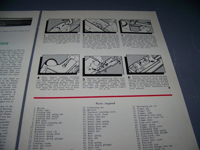 HISTORY: PARKER DOUBLE-BARREL Shotgun..details/Exploded View (802W) $24 ...