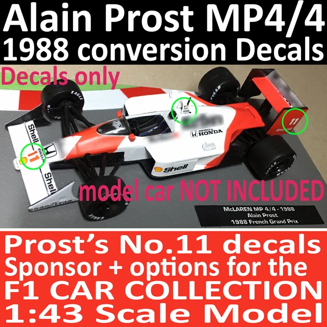 F1 COLLECTION MP4/4 conversion to ALAIN PROST DECALS 1/43 logos for McLaren 1988 $4.70 - PicClick CA