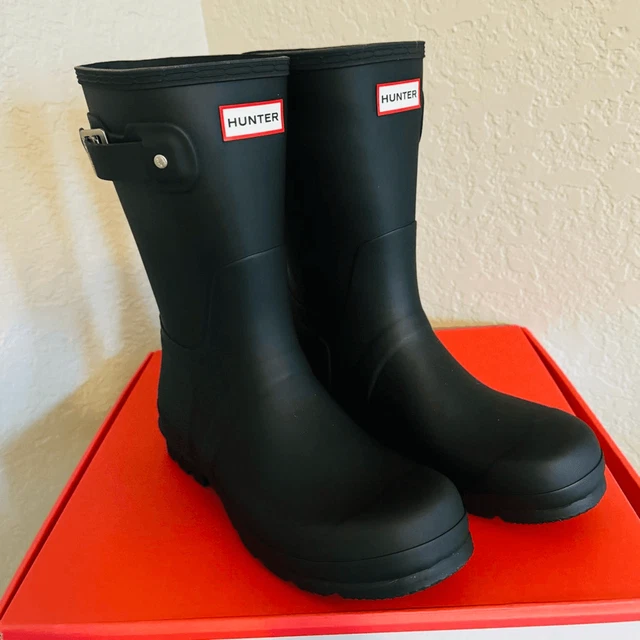 HUNTER ORIGINAL SHORT Waterproof Rain Boot, Rubber Black, Size 10, NWT ...