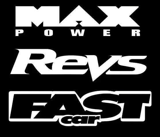 RETRO CAR MAGAZINE logos x3 vinyl sticker decals MAXPOWER,REVS,FASTCAR ...