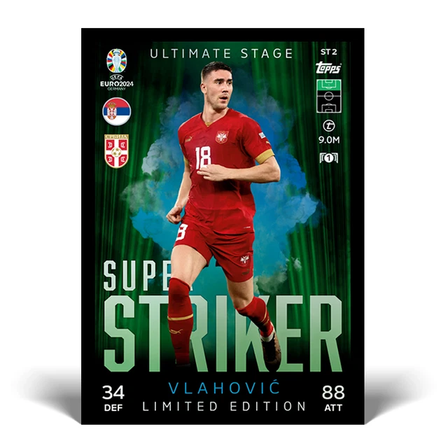 MATCH ATTAX EURO 2024 Vlahovic Super Striker Limited Edition Topps UEFA ...