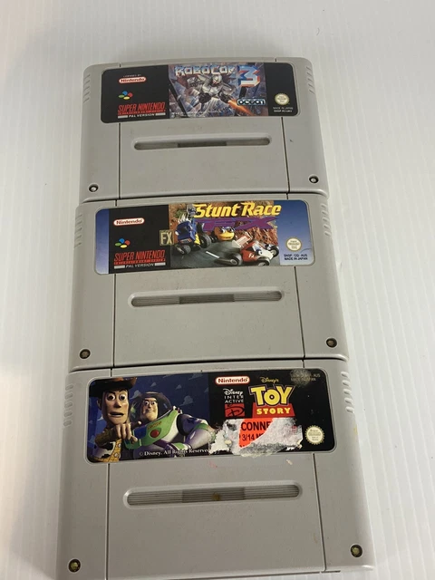 SUPER NINTENDO SNES game Bundle 3 Games Robocop Stunt Race Toy Story ...