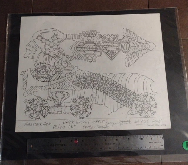 ALIEN ART DARK Energy Cannon ORIGINAL Pencil Drawing by Jacques Benoit ...