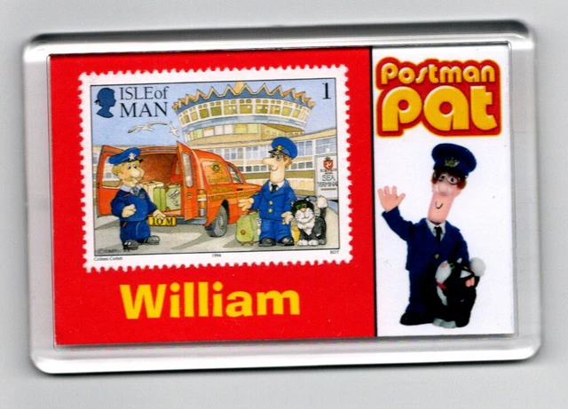 PERSONALISED FRIDGE MAGNET Postman Pat Postage Stamp Isle of Man You ...