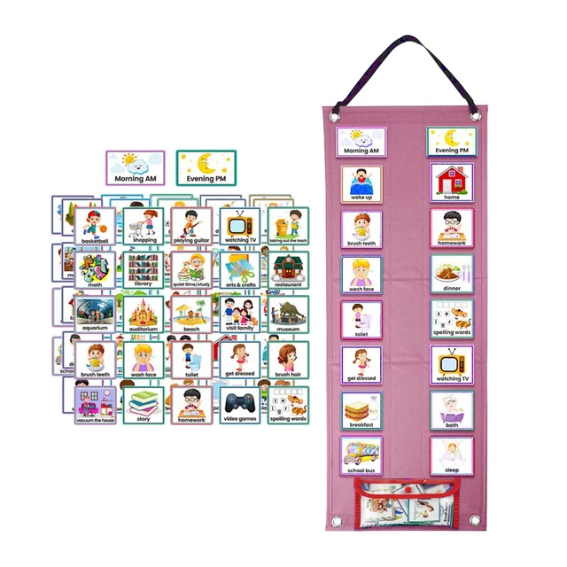 KIDS VISUAL SCHEDULE Calendar Chart, with 70 Cards Daily Chore Routine ...