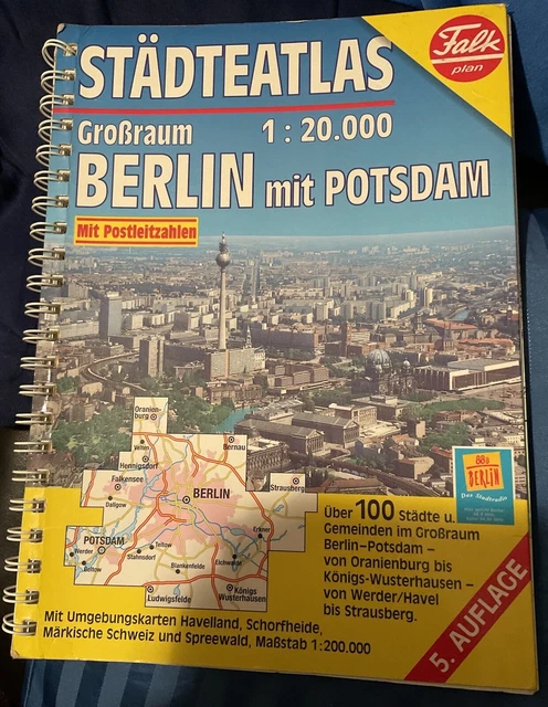 FALK STÄDTEATLAS STADTPLAN City Map BERLIN POTSDAM 5. Auflage 1995 ...