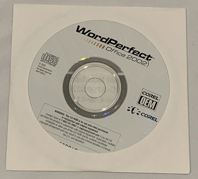 WORDPERFECT OFFICE 2002 Install Disc Corel Program Computer Software (sealed) £9.53 - PicClick UK