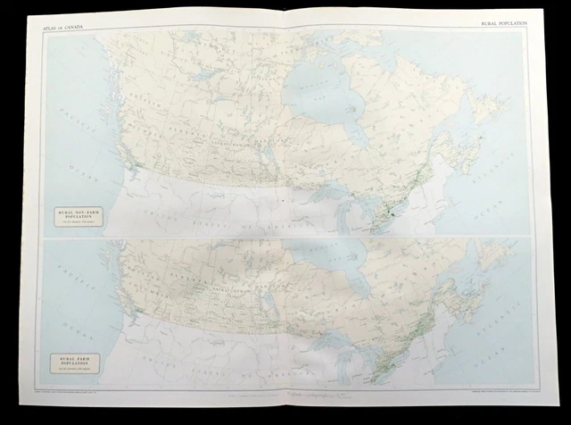 MAP OF CANADA Population Density Rural Communities Chart Large Vintage ...