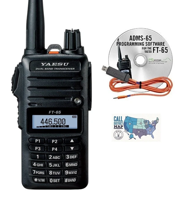 YAESU FT-65R VHF/UHF Dualband HT, w/ RT Systems Programming Software/Cable Kit EUR 198,68 ...